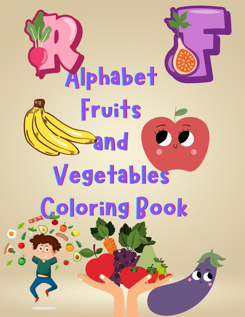 Alphabet Fruits and Vegetables Coloring Printable ABC Coloring - Etsy UK