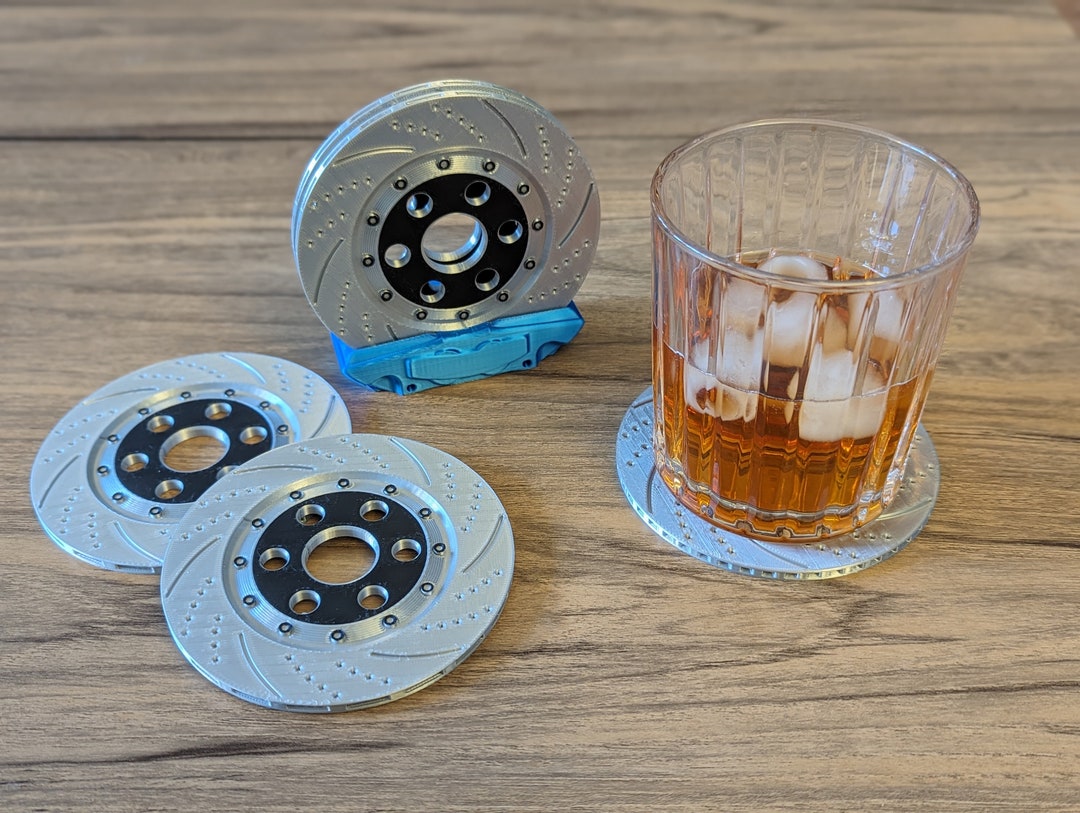 Unique Car Enthusiast Gift - Rotor Coasters With Caliper Holder ...