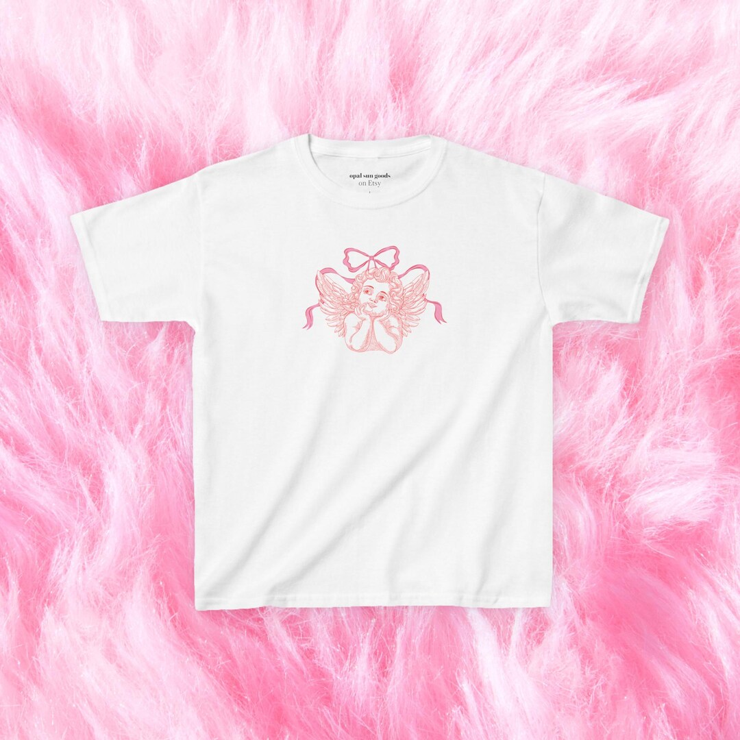 Cherub Bow Baby Tee, Y2K Angel, Angelcore, Cupid Baby Tee, Softgirl Era ...