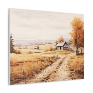 Rustic Fall Country Autumn Farmhouse / Landscape / Canvas / - Etsy