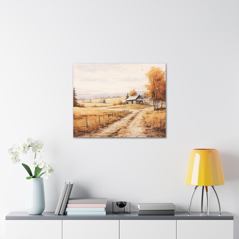 Rustic Fall Country Autumn Farmhouse / Landscape / Canvas / - Etsy