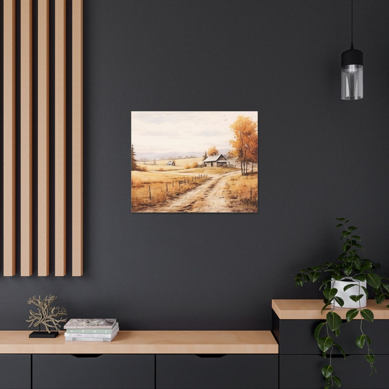 Rustic Fall Country Autumn Farmhouse / Landscape / Canvas / - Etsy
