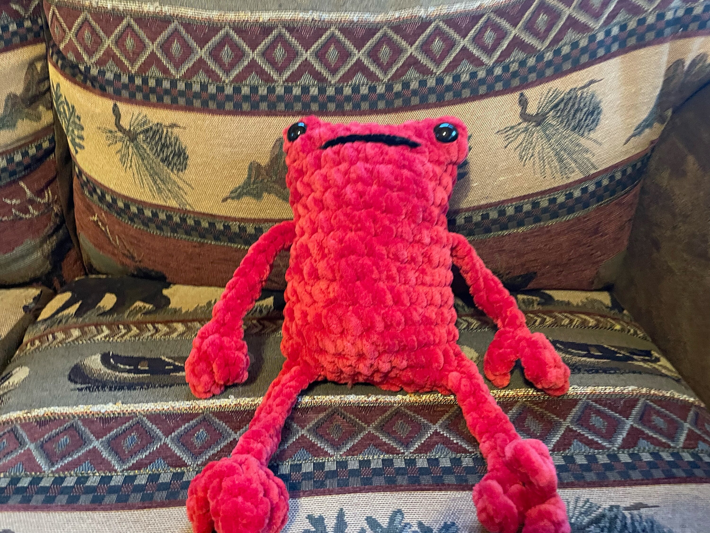 Large Crochet Frog Red Crochet Plushie Leggy Froggie Toad - Etsy