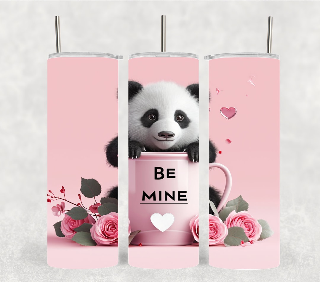 Cute Valentine Panda, Tumbler Wrap, Vodka, 20 Oz Skinny Tumbler ...