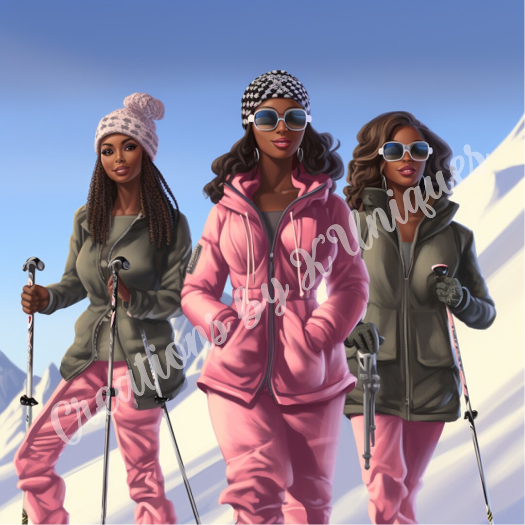 Girls Trip, Sublimation, Snow, Black Woman, PNG, Ski Trip, Mountains ...