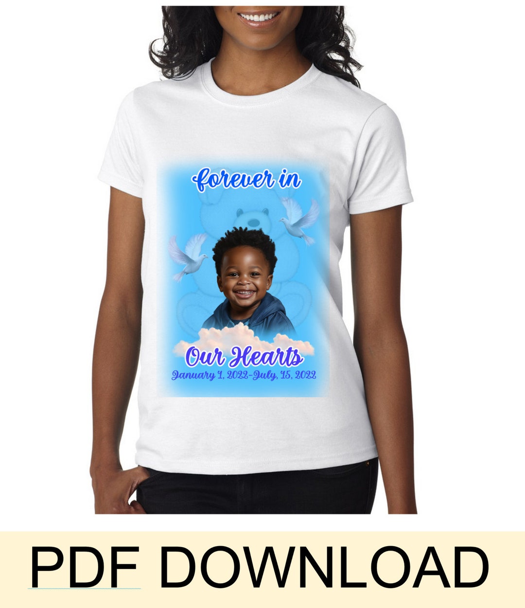 Forever in Our Hearts, T-shirt Design, Editable in Photoshop Template ...