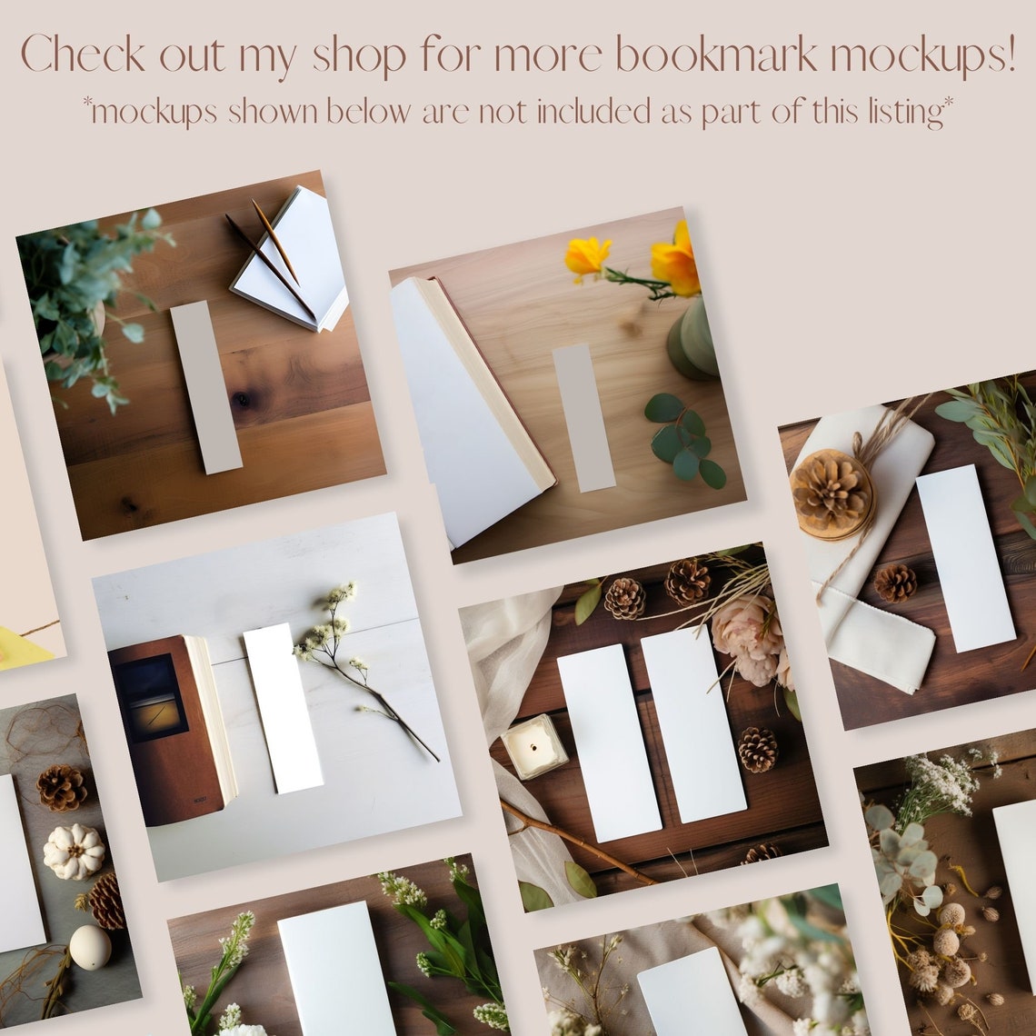 4 Bookmark Mockup, Four 2x6" Minimalist Bookmark Mockup, Canva Editable ...