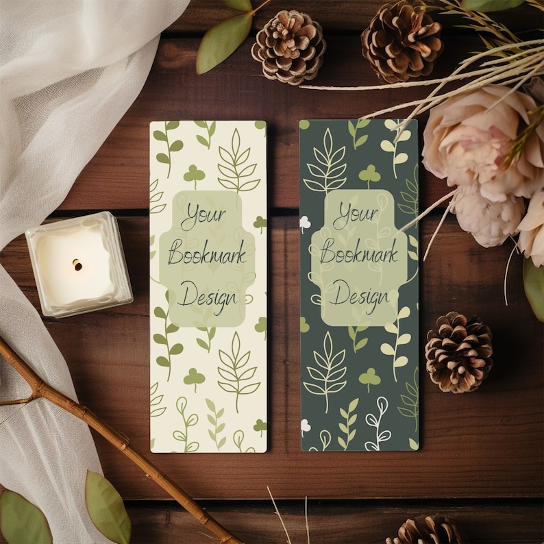 Two Bookmark Mockup, 2x6" Bookmark Mockup, Canva Editable Blank ...