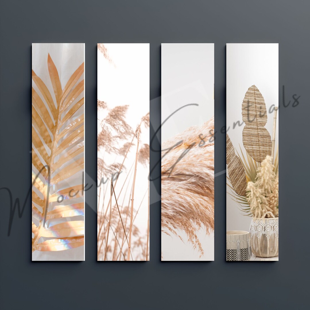 4 Bookmark Mockup, Four 2x6" Minimalist Bookmark Mockup, Canva Editable ...