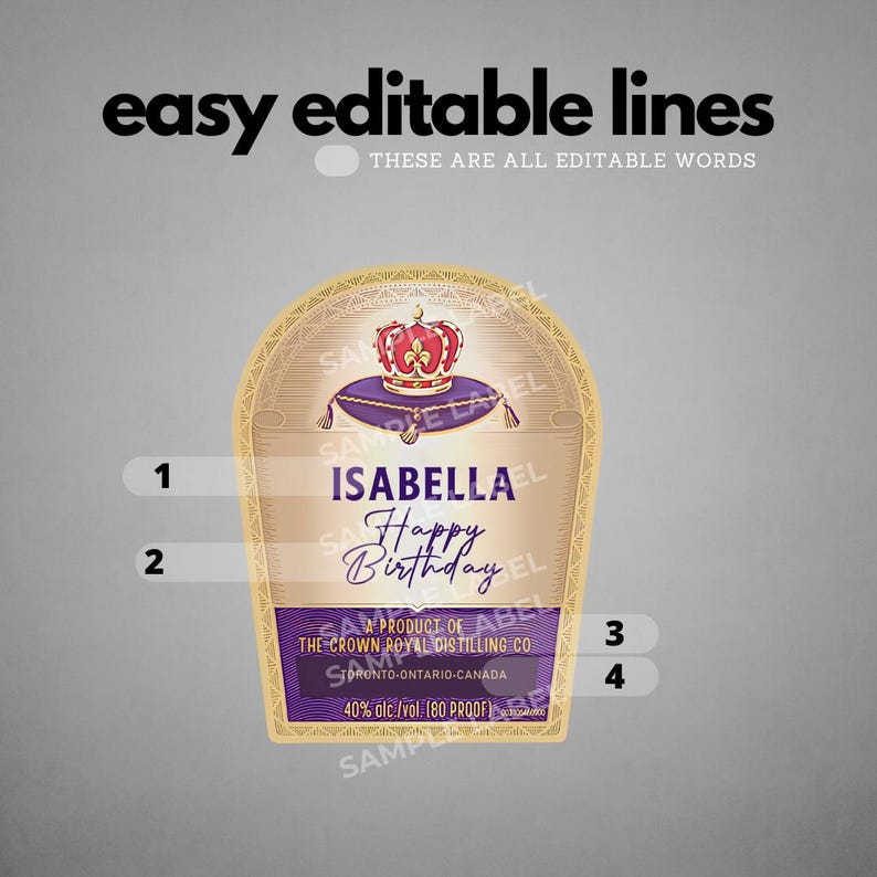 Custom Crown Royal Label | Personalized Birthday, Wedding (digital ...