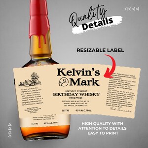 Printable Bourbon Whiskey Resizable Label, Custom Whiskey Label, Maker ...