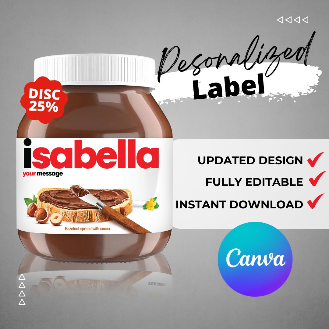 Printable Chocolate Spread Personalized Label Sticker Funny Novelty ...