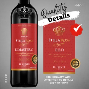 Printable Stella Rosa Red Wine Bottle Label Editable Customize, Wine ...