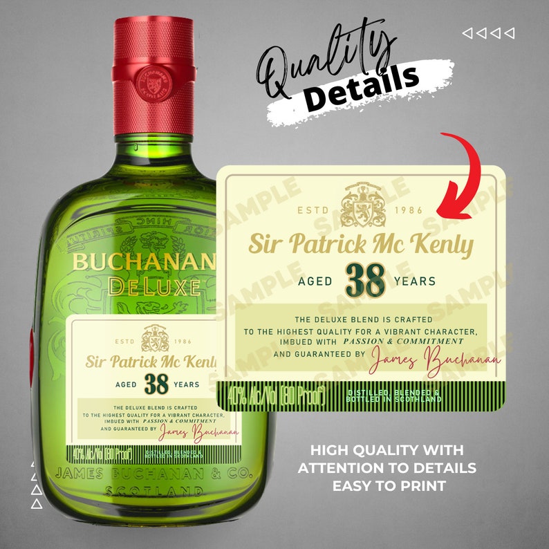Printable Buchanan's Whisky Label | Personalized Gift (digital Download ...