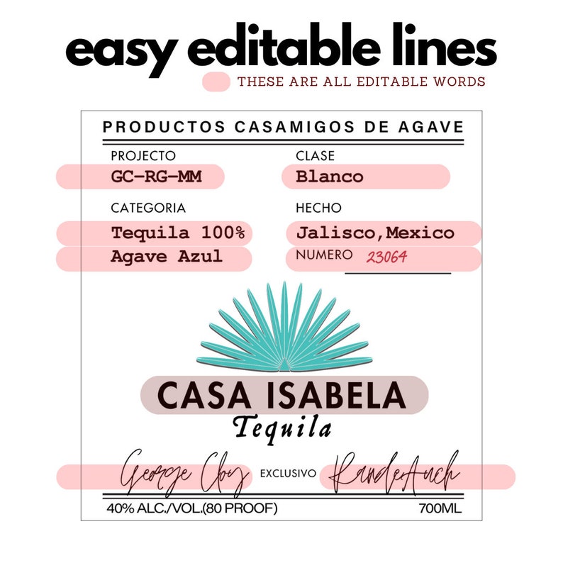 Printable Casamigos Tequila Label Editable Customize, Tequila Gift ...