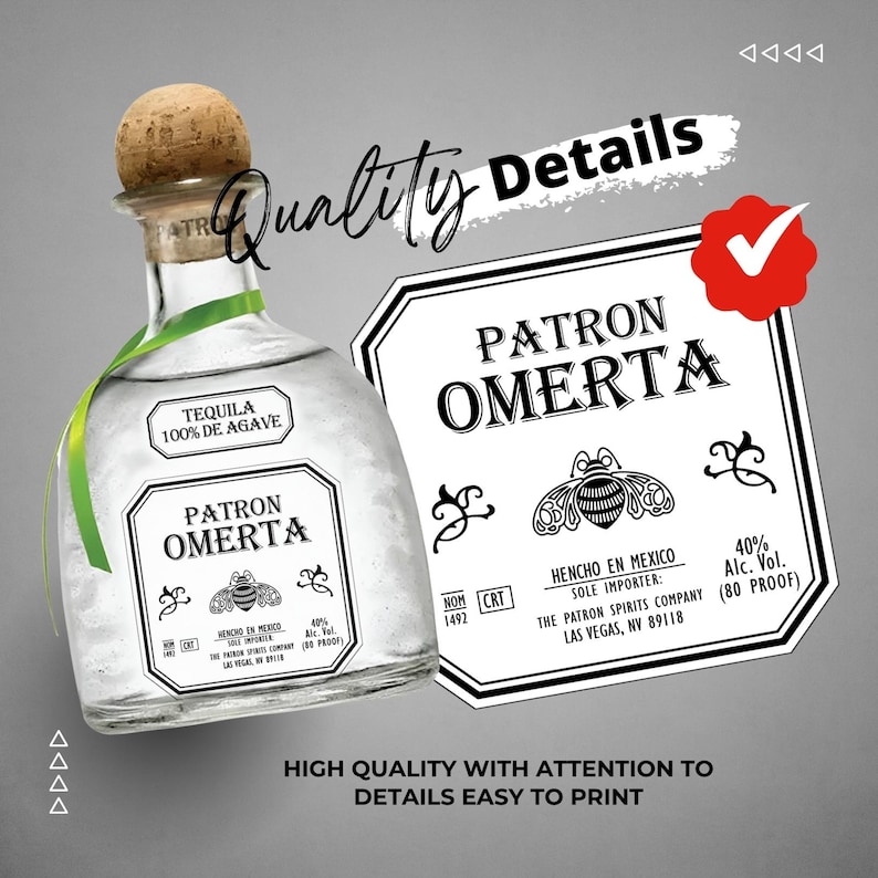 Printable Patron Bottle Label Editable Customize, Tequila Editable ...