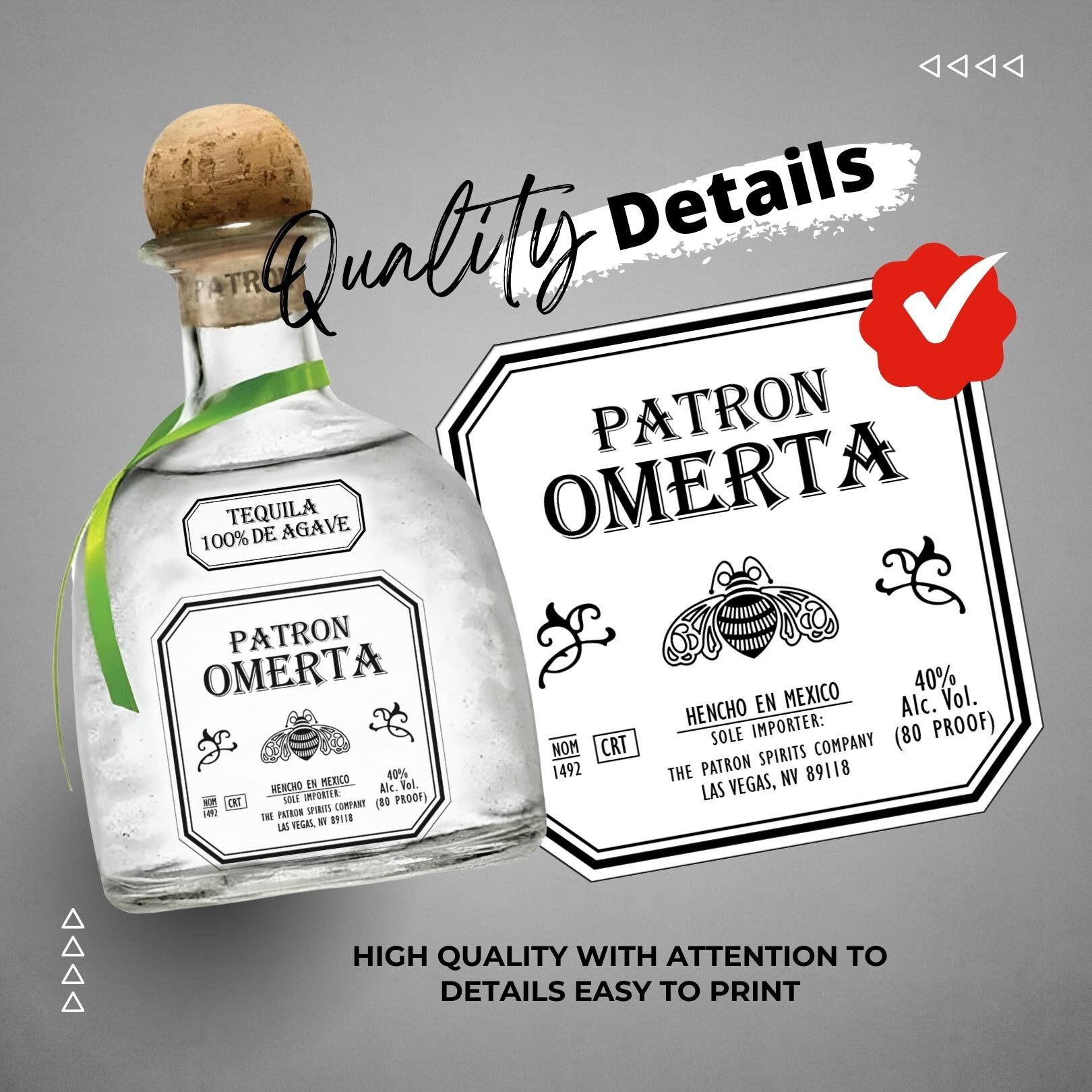 Printable Patron Bottle Label Editable Customize, Tequila Editable ...