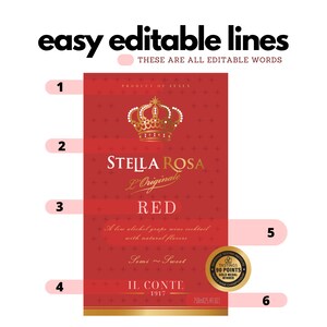 Printable Stella Rosa Red Wine Bottle Label Editable Customize, Wine ...