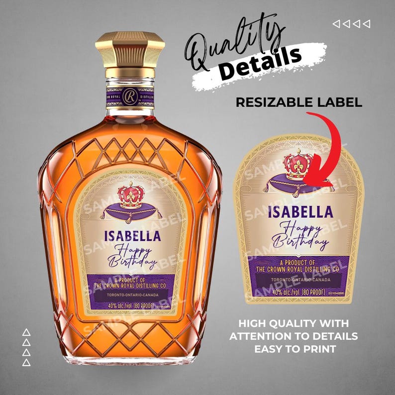 Custom Crown Royal Label | Personalized Birthday, Wedding (digital ...