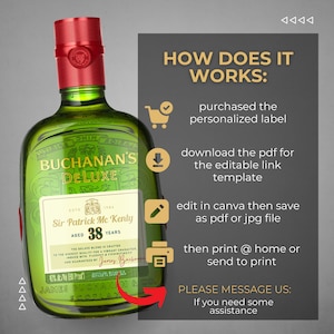 Printable Buchanan Deluxe Whisky Customized Editable | Best Man, Grooms ...