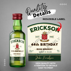 Printable Mini Jamie Triple Distilled Whiskey Personalized Wine Liquor ...