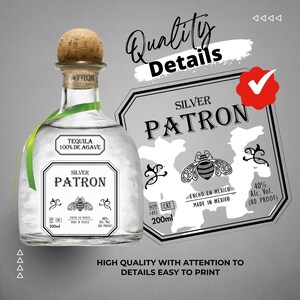 Printable Patron 200ml Bottle Label Editable Customize, Tequila ...