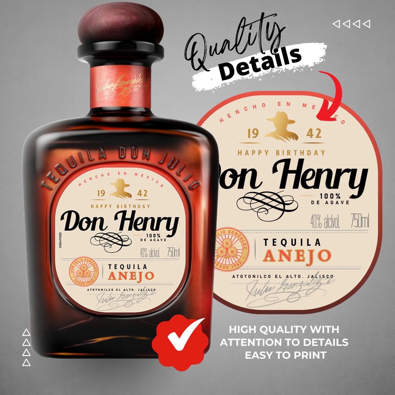 Printable Don Tequila Anejo Label Editable Customize, Tequila Gift ...