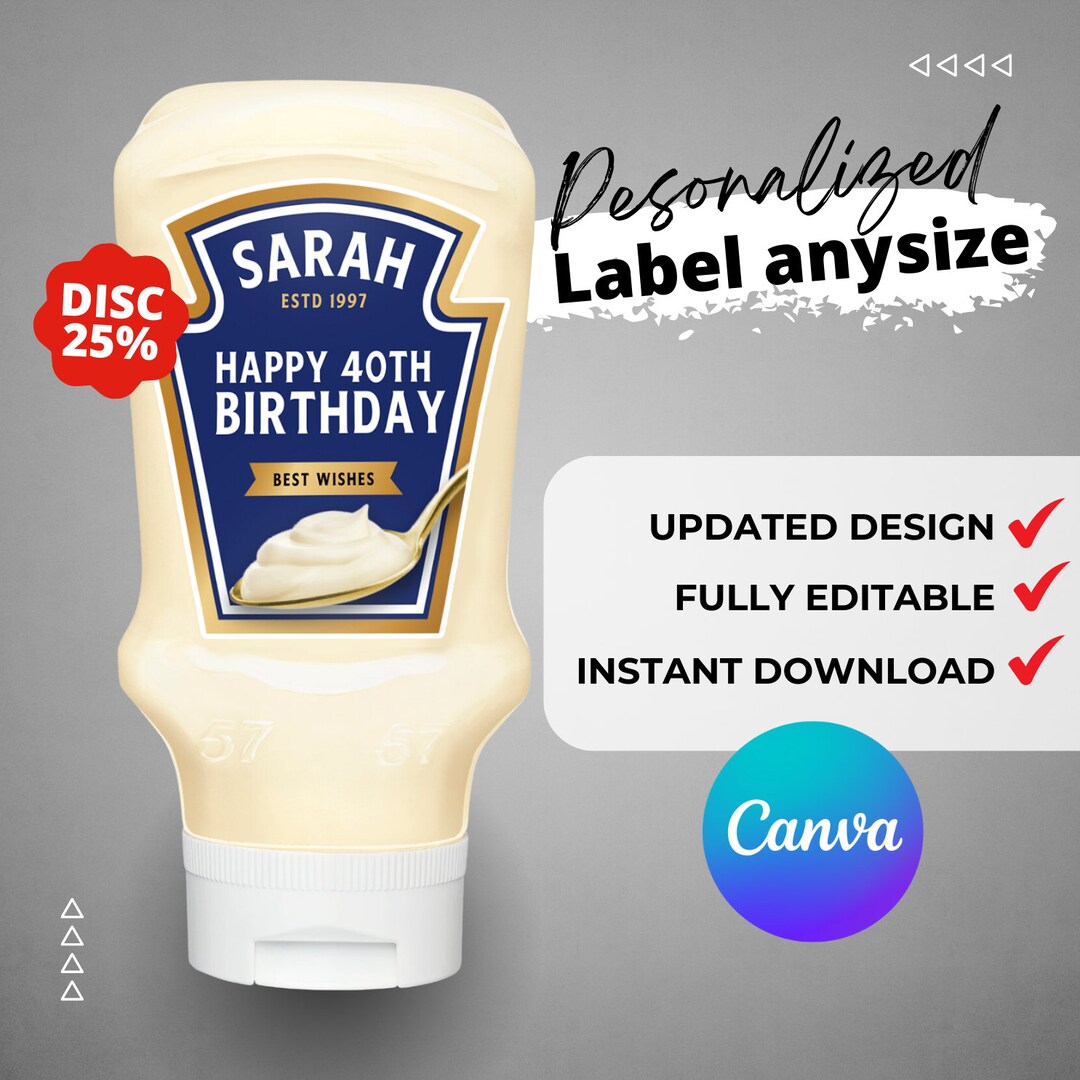 Printable Mayonnaise Label Editable Customize, Gift Ideas. Birthday ...