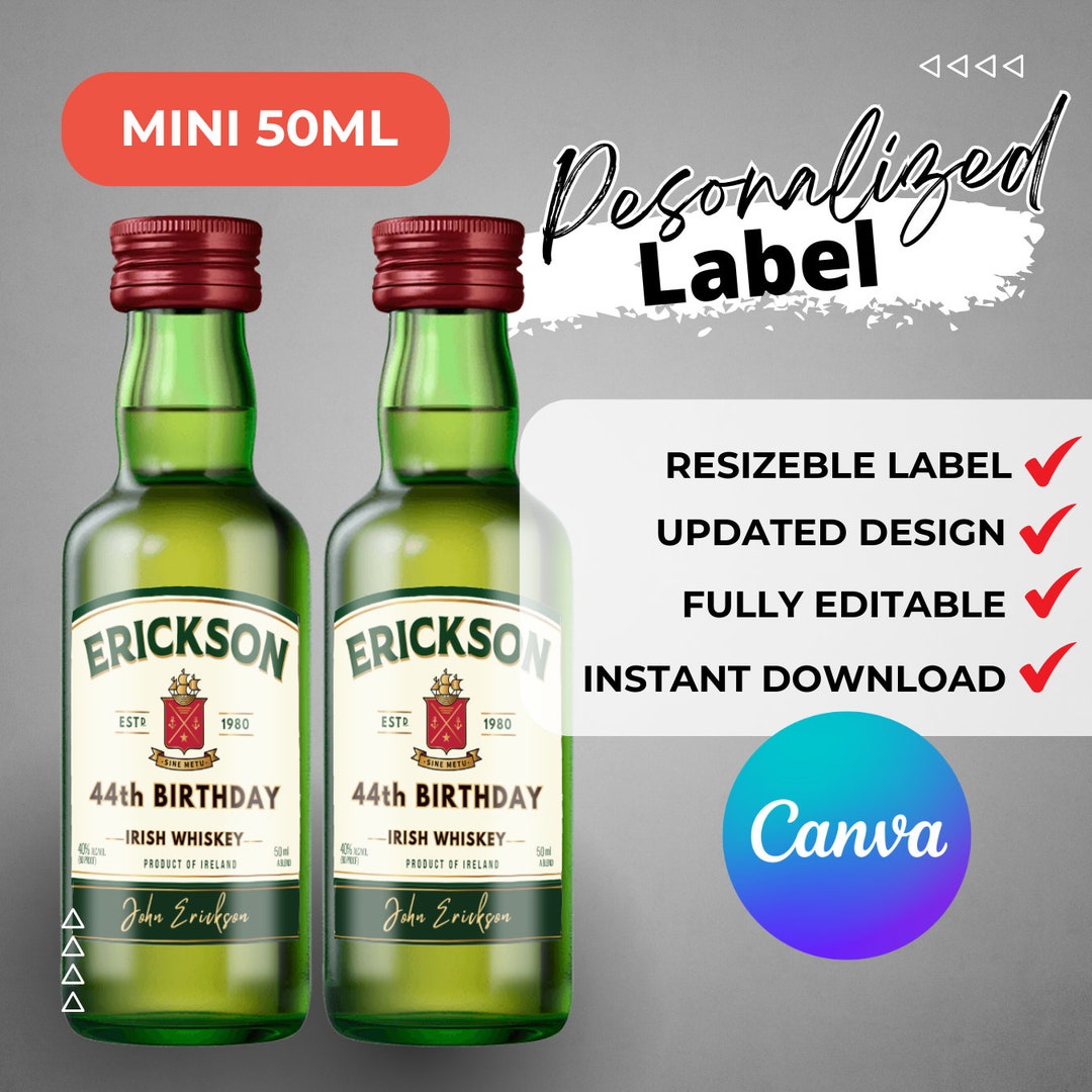 Printable Mini Jamie Triple Distilled Whiskey Personalized Wine Liquor ...