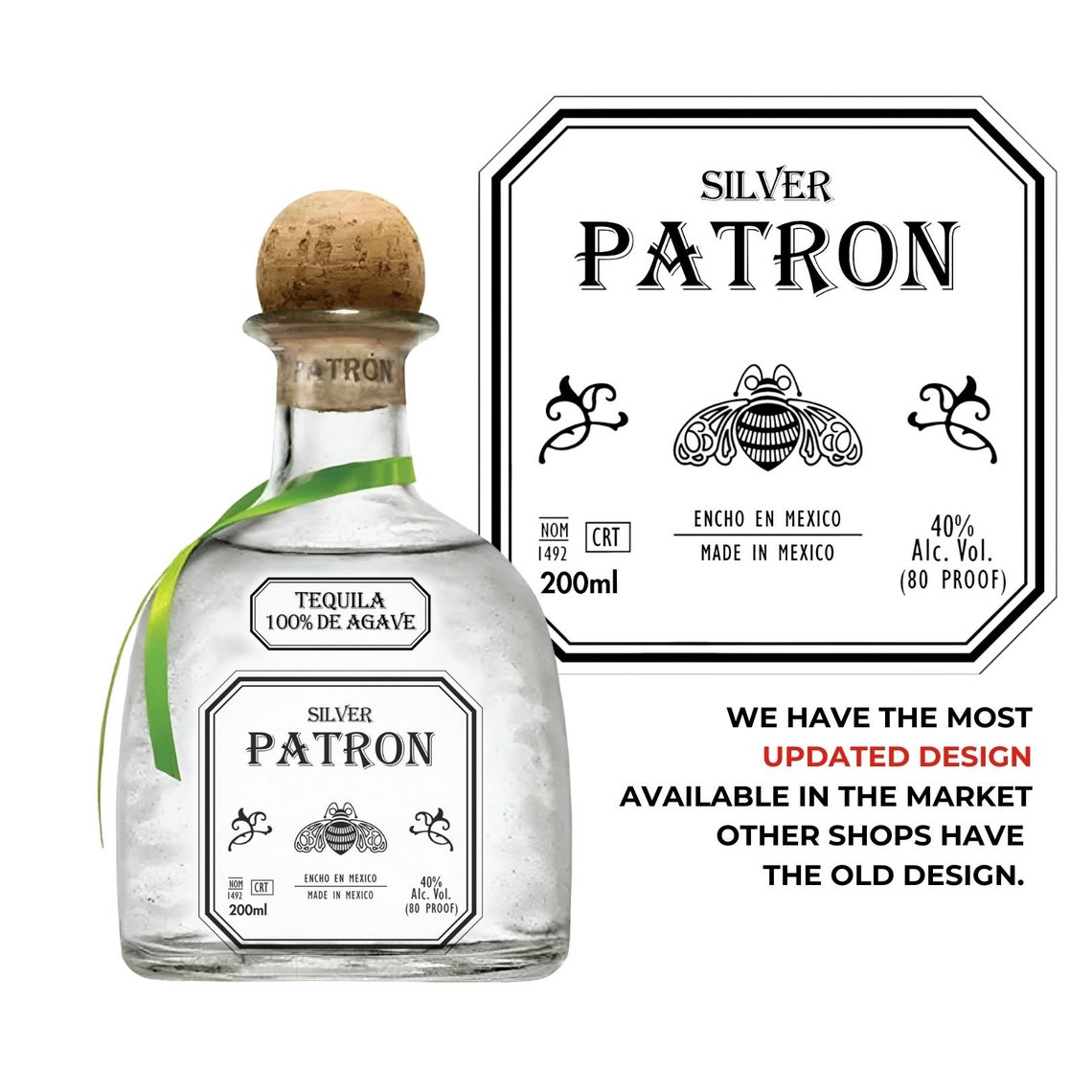 Printable Patron 200ml Bottle Label Editable Customize, Tequila Editable Label. Birthday Present ...