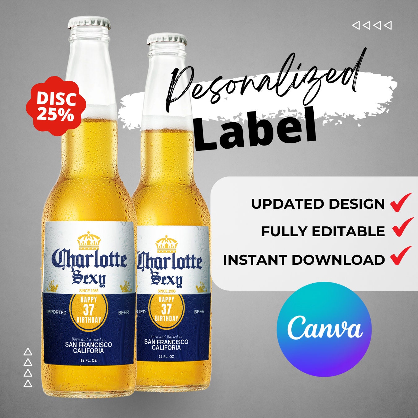 Printable Beer Personalized Beer Label Editable Customize, Birthday ...
