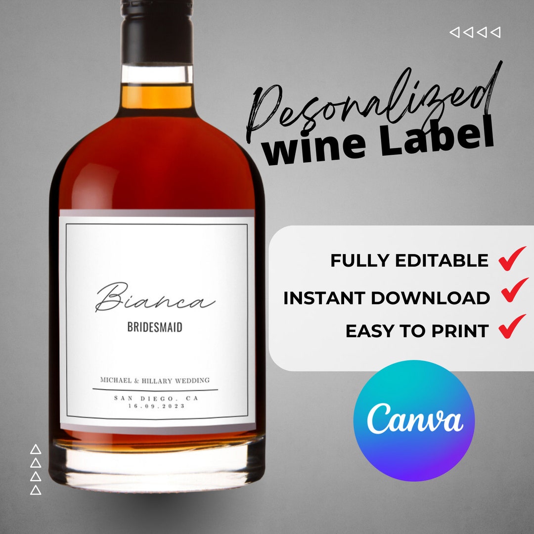 Editable Wine Label Template, Anniversary, Wedding, Gift (digital ...