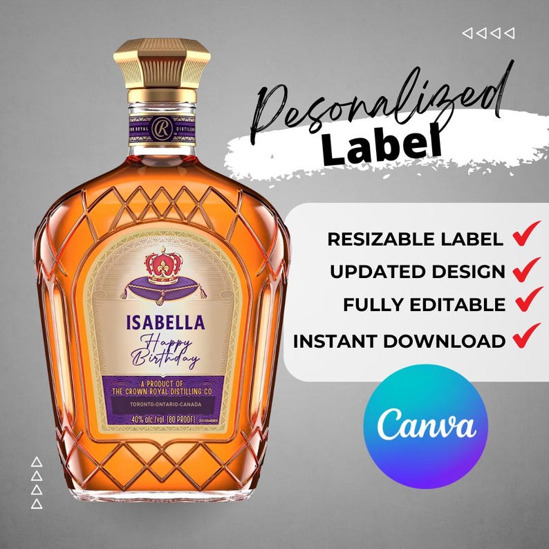 Custom Crown Royal Label | Personalized Birthday, Wedding (digital ...