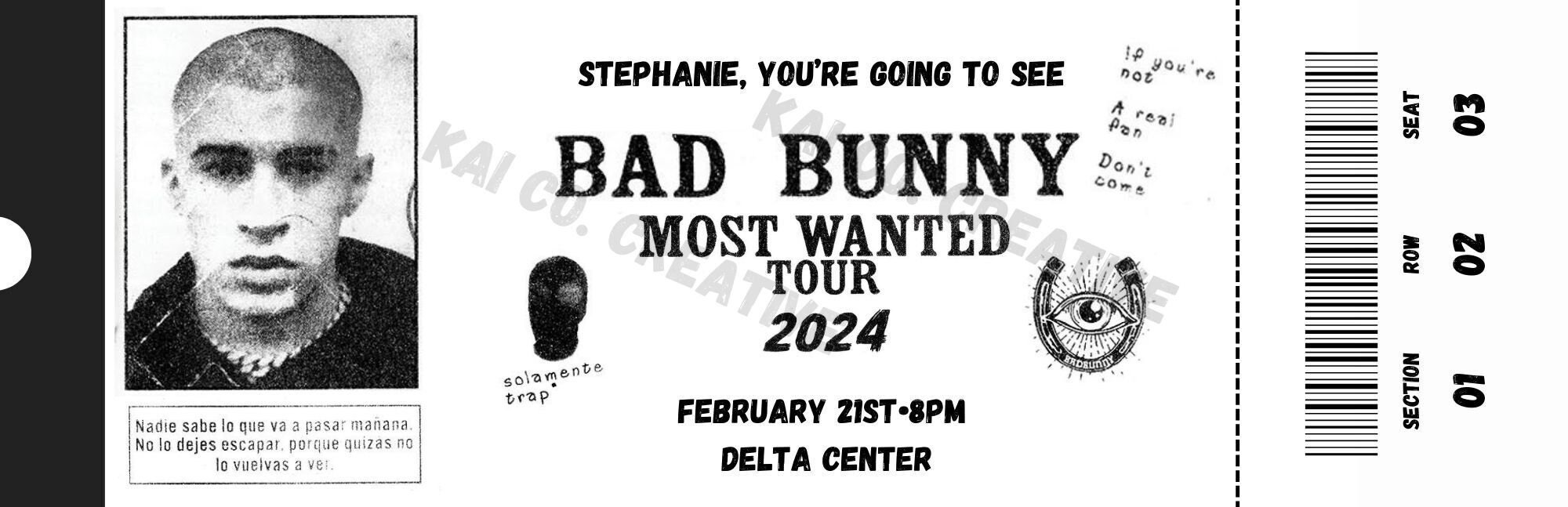 PHYSICAL LAMINATED Bad Bunny Most Wanted Tour Custom/personalized ...