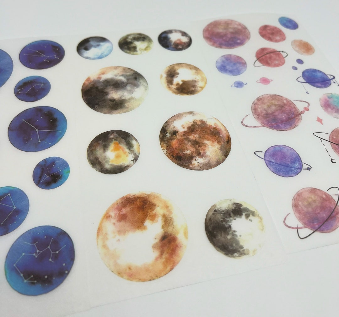 Watercolour Planets Deco Stickers, Decorative Stickers, Gift Wrapping ...