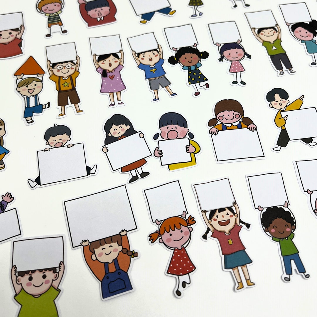 Cartoon Kids Clipart Stickers, Children Clipart Stickers, School Kids ...