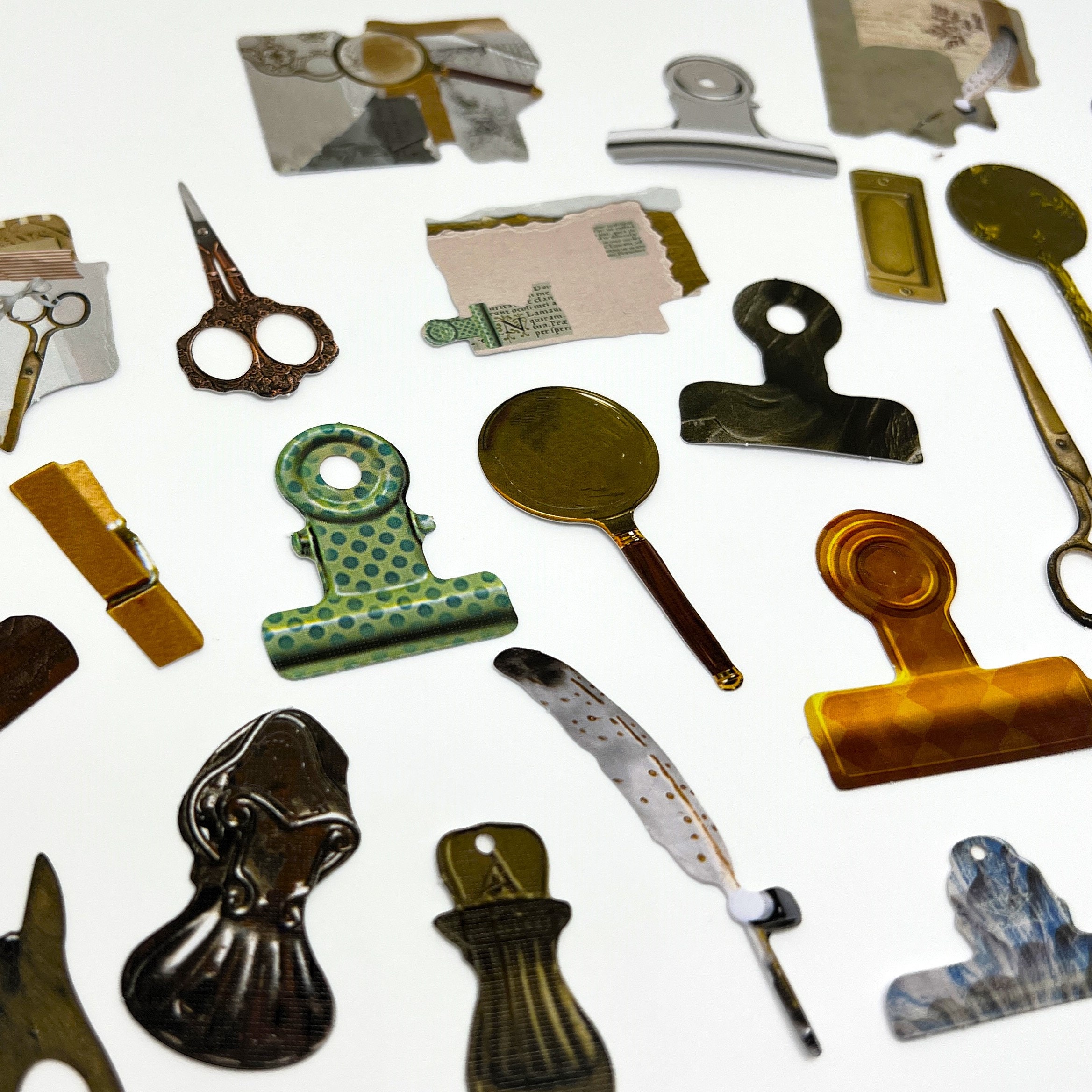 Vintage Effect Binder Clips Stickers, Retro Pattern Binder Clip ...