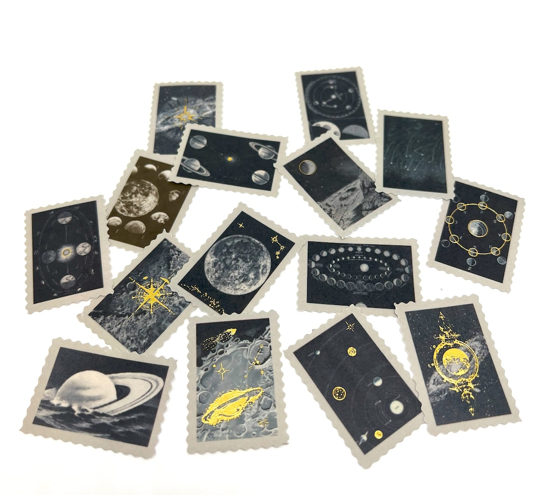 Gold Accents Space Planner Stickers, Gold Moon Deco Stickers, Galaxy ...