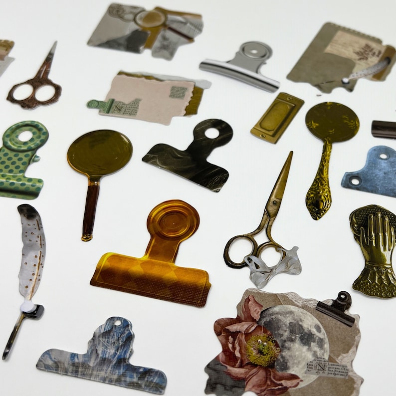 Vintage Effect Binder Clips Stickers, Retro Pattern Binder Clip ...