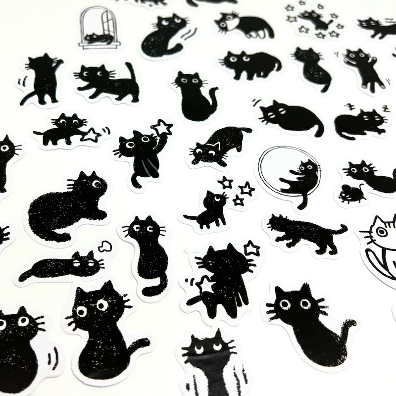 Black Cat Stickers - Etsy