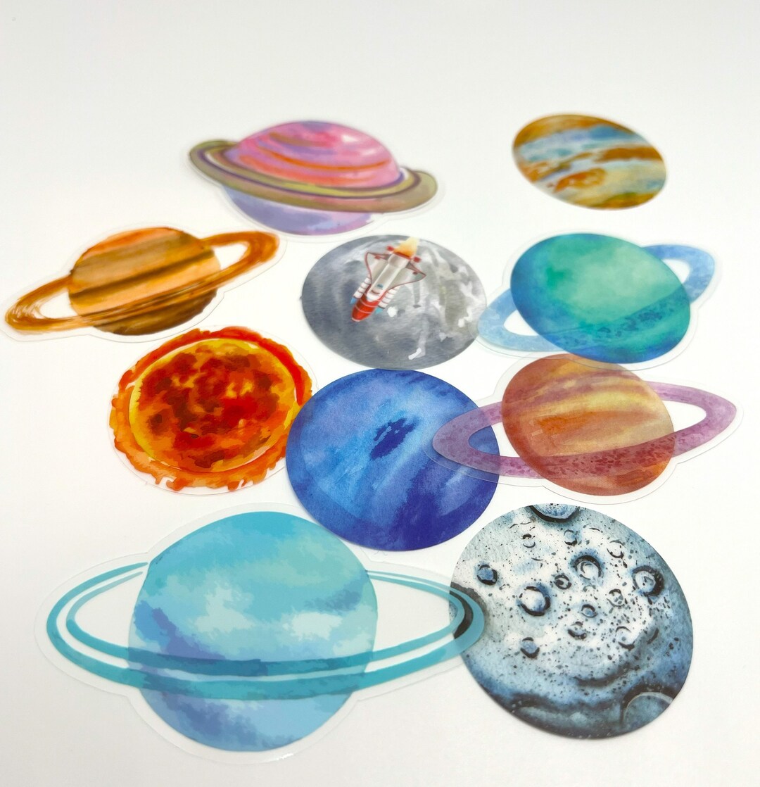 Pastel Space Planets Stickers,galaxy Planner Sticker,universe Diary ...