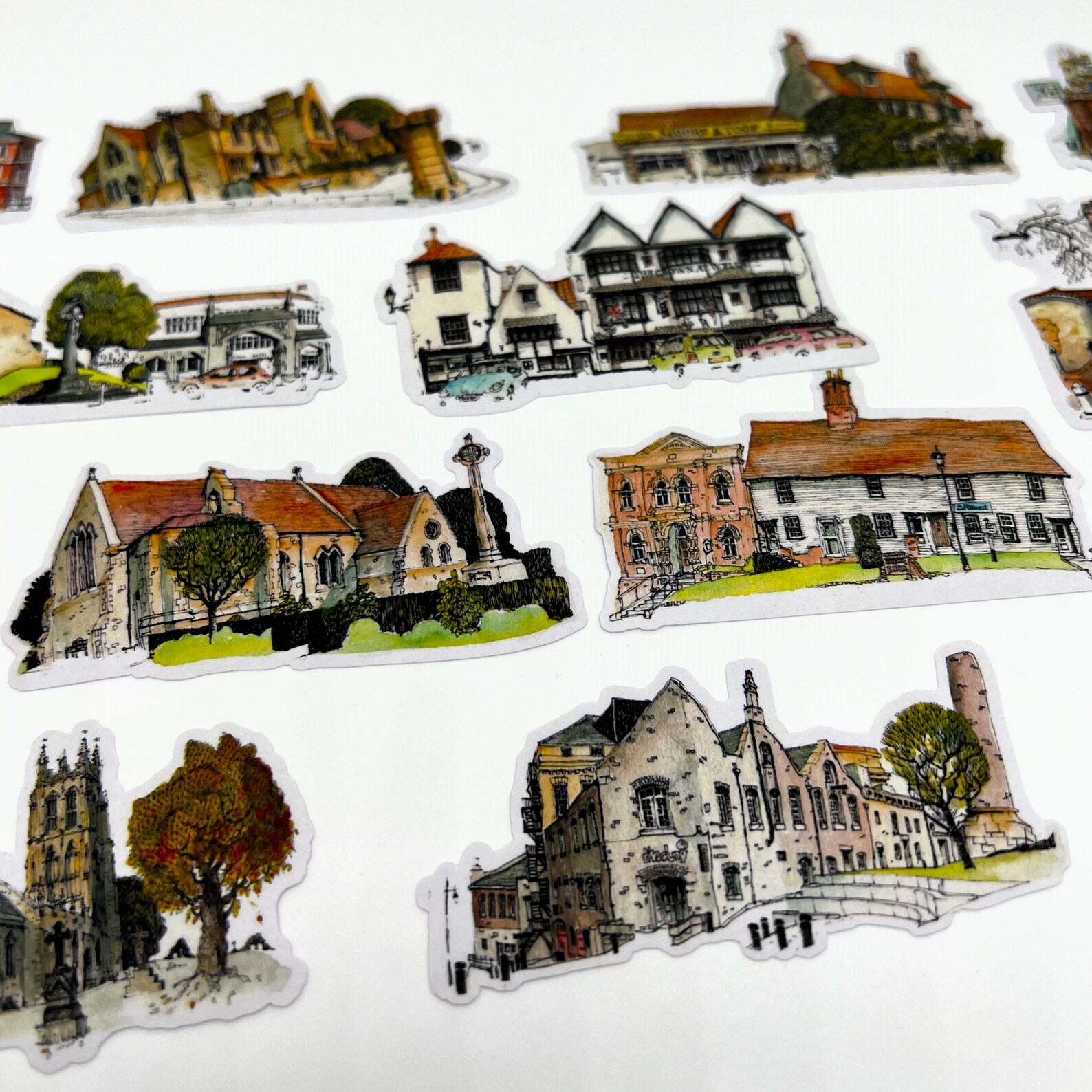 Vintage Architecture Line Art Stickers, Antique Sketch Art Stickers ...