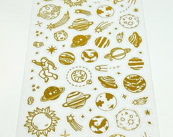 Space Travel Planner Stickers, Moon Deco Stickers, Galaxy Planet ...