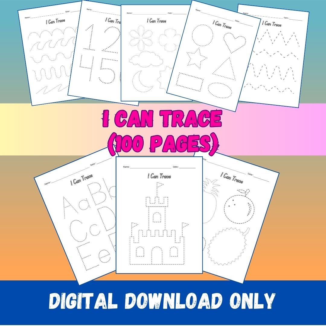 I Can Trace Line Shapes Shapes Fruits Vehicles Object - Etsy