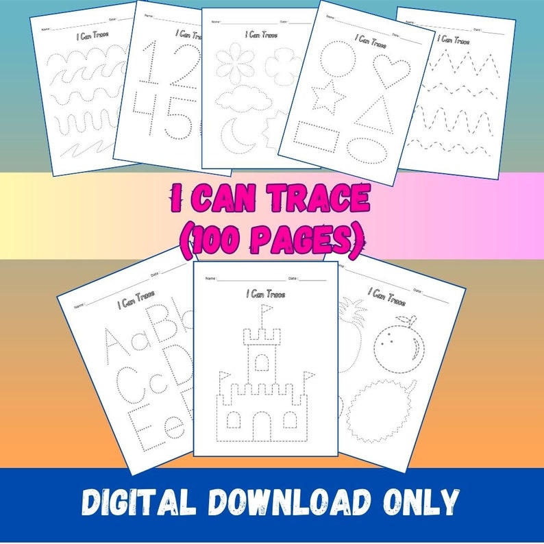 I Can Trace Line, Shapes, Shapes, Fruits, Vehicles, Object , Animal and ...