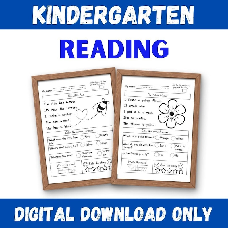 Kindergarten at Home Reading Worksheets| 20 Practice (set A ...