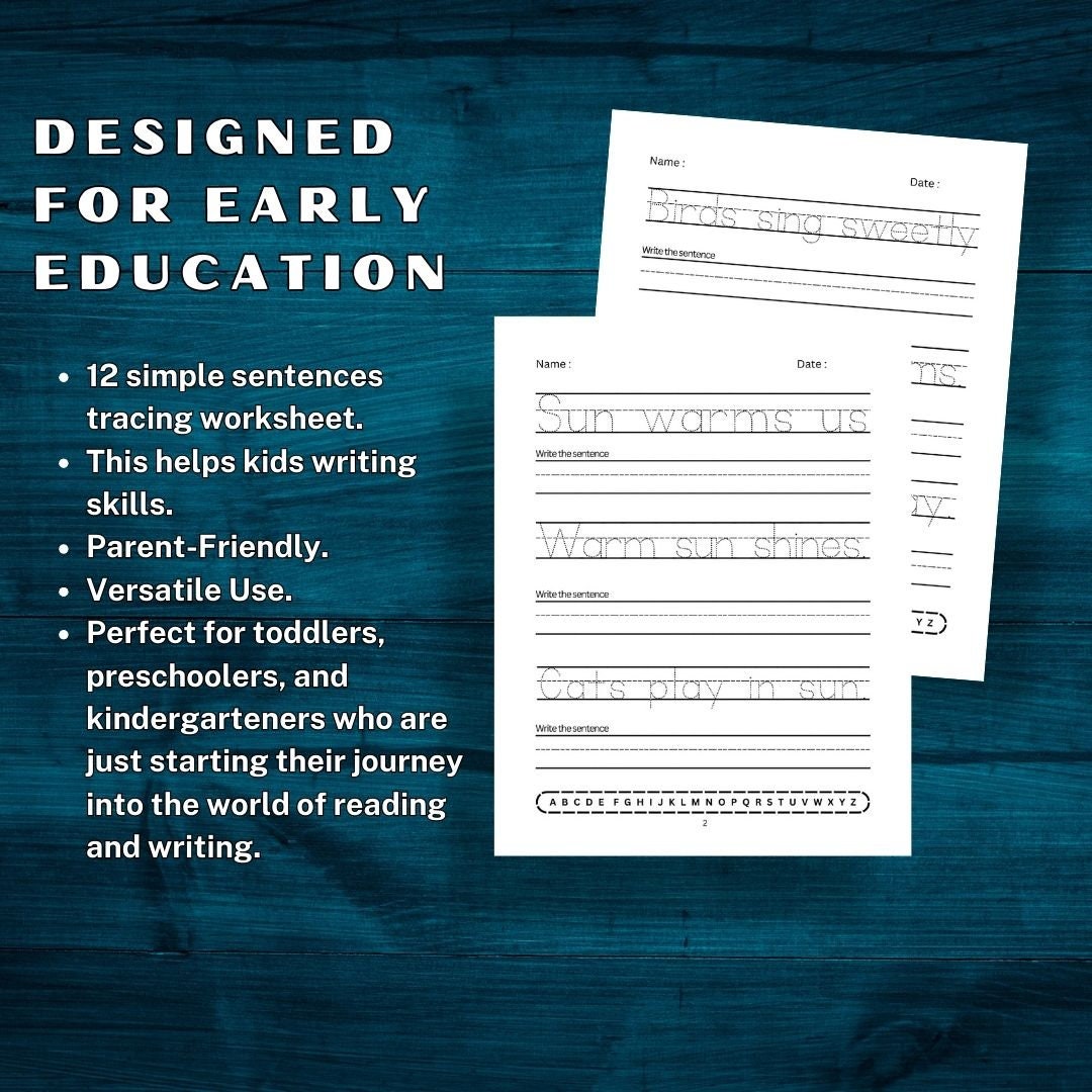 Tracing Simple Sentences - Etsy