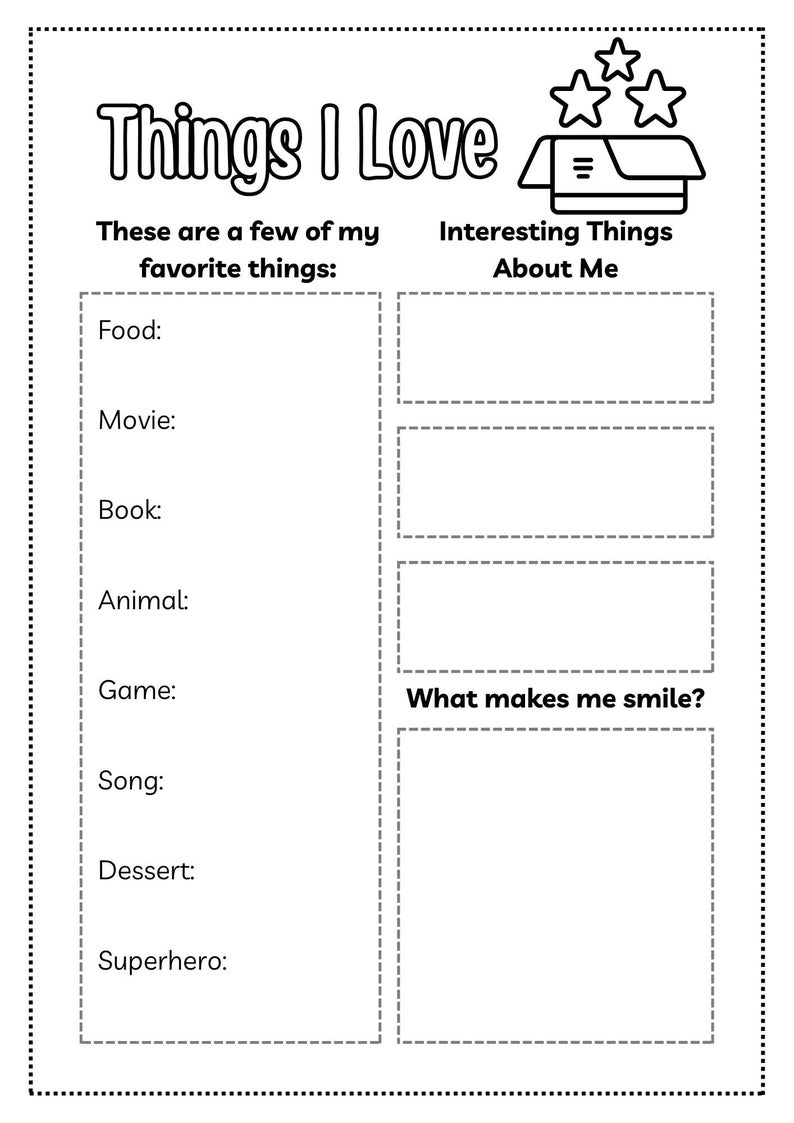 ALL ABOUT ME Sheets for Boy, Printable Activity, Writing Prompt for ...