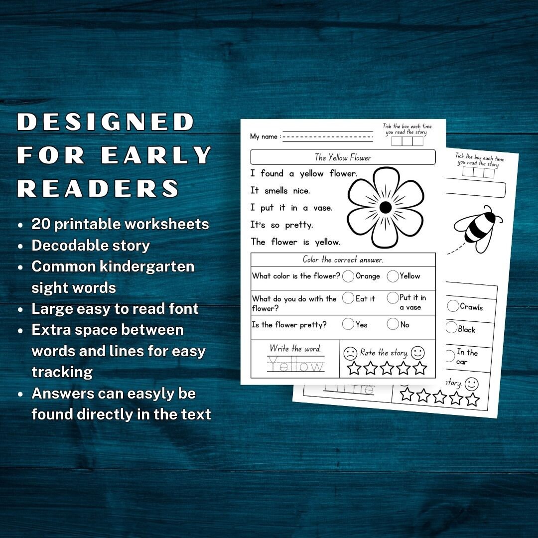 Kindergarten at Home Reading Worksheets| 20 Practice (set A ...