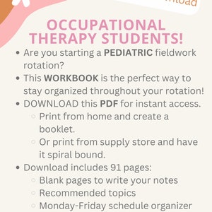 Occupational Therapy Fieldwork Organizer (pediatrics) - Etsy
